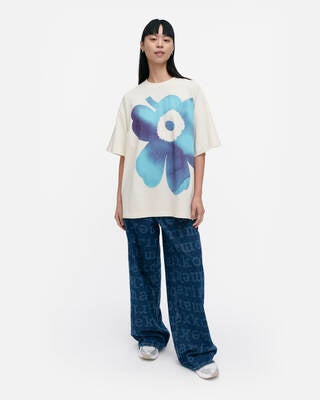 Marimekko Nopeus Unikko placement Kioski t-paita, valkoinen, turkoosi ...